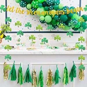 Weimaro Let The Shenanigans Begin Banner, Glittery St. Patrick’s Day Decorations, Indoor Home St Patricks Day Sign, St Patty’s Day Deocrations, Welcome Irish Party Decorations Supplies