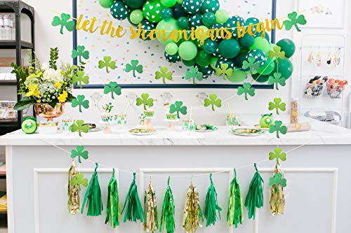 Weimaro Let The Shenanigans Begin Banner, Glittery St. Patrick’s Day Decorations, Indoor Home St Patricks Day Sign, St Patty’s Day Deocrations, Welcome Irish Party Decorations Supplies