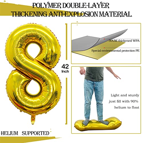 GOER 42 Inch Gold Number 80 Balloon,Jumbo Foil Helium Balloons for 80th Birthday Party Decorations and 80th Anniversary Event