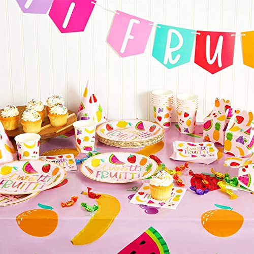 Tablecloth for Two-tti Frutti 2nd Birthday Party Decorations (Pink, 54 x 108 in, 3 Pack)