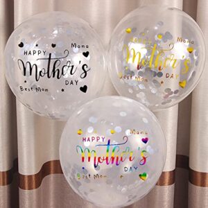 Mother's Day Balloon Stickers Father's Day Letters Decals 12 Pcs Gold Black Rainbow DIY Paster Party Supplies Glass Sticker for Bobo Transparent Balloon Decor