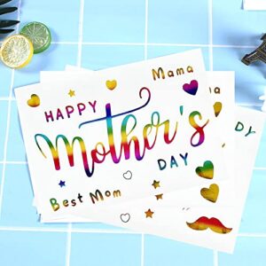 Mother's Day Balloon Stickers Father's Day Letters Decals 12 Pcs Gold Black Rainbow DIY Paster Party Supplies Glass Sticker for Bobo Transparent Balloon Decor