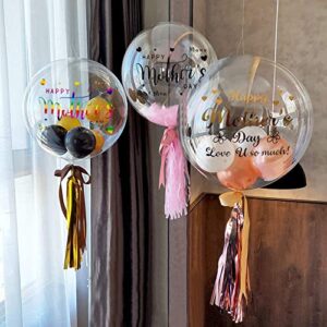 Mother's Day Balloon Stickers Father's Day Letters Decals 12 Pcs Gold Black Rainbow DIY Paster Party Supplies Glass Sticker for Bobo Transparent Balloon Decor