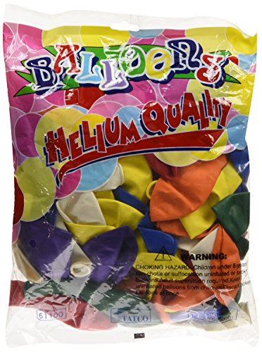 Tatco Helium-Quality Latex Balloon - 12" Diameter - Assorted - 100 / Pack (TCO61100)