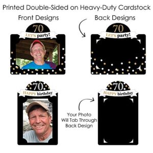 Big Dot of Happiness Adult 70th Birthday - Gold - Table Decor Kit - Party Centerpieces Photo Table Toppers Bundle - 30 Pc