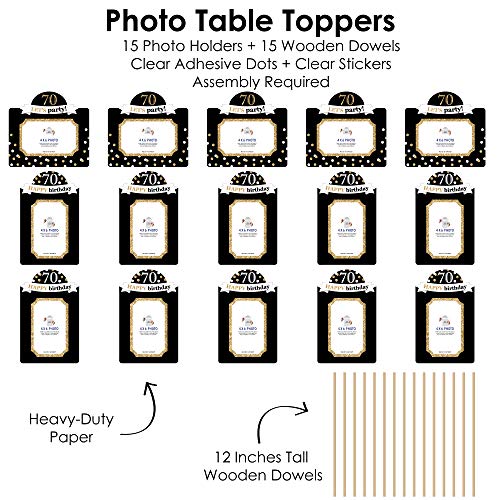 Big Dot of Happiness Adult 70th Birthday - Gold - Table Decor Kit - Party Centerpieces Photo Table Toppers Bundle - 30 Pc