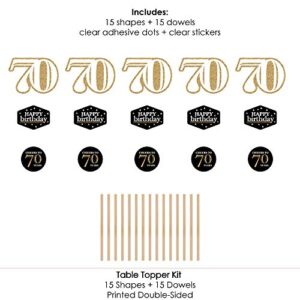 Big Dot of Happiness Adult 70th Birthday - Gold - Table Decor Kit - Party Centerpieces Photo Table Toppers Bundle - 30 Pc