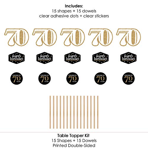 Big Dot of Happiness Adult 70th Birthday - Gold - Table Decor Kit - Party Centerpieces Photo Table Toppers Bundle - 30 Pc