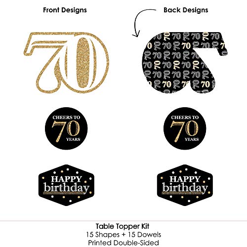 Big Dot of Happiness Adult 70th Birthday - Gold - Table Decor Kit - Party Centerpieces Photo Table Toppers Bundle - 30 Pc