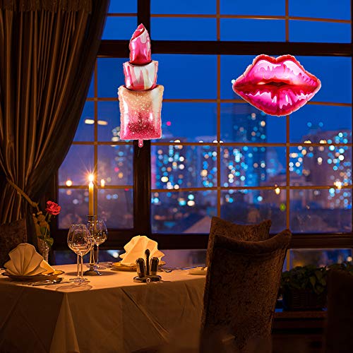 HORUIUS Red Lips Balloons Lipstick Balloons Red Kiss Lips Balloons Shaped Foil Mylar Balloons for Birthday Bridal Shower Valentine's Day Wedding Party Marriage Engagement Decorations 4PCS