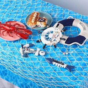 Ocean Waves Plastic Tablecloth Blue 54 x 108 Inch Underwater Party Table Cover and Fish Net Party Decorations Nautical Themed Cotton Fishnet Pirate Decor Mermaid Table Cloths for Parties(2 Pieces)