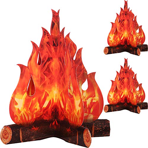 Boao 3D Decorative Fake Fire Paper Cardboard Campfire Centerpiece Artificial Fire Fake Flame Paper Party Decorative Flame Torch