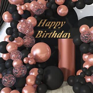 TOPLLON Rose Gold Balloon Arch Kit 134 Pcs, Rose Gold Black Party Decorations with Metallic Rose Gold Confetti Balloons Garland for Baby Shower Birthday Party Bridal Wedding Decorations