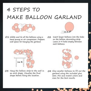 TOPLLON Rose Gold Balloon Arch Kit 134 Pcs, Rose Gold Black Party Decorations with Metallic Rose Gold Confetti Balloons Garland for Baby Shower Birthday Party Bridal Wedding Decorations