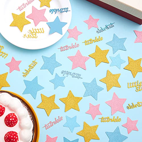 350 Pieces Twinkle Star Confetti Gender Reveal Confetti Blue and Pink Table Confetti Star Confetti for Baby Shower Gender Reveal Party Decorations Wedding Baby Birthday Graduation Decoration