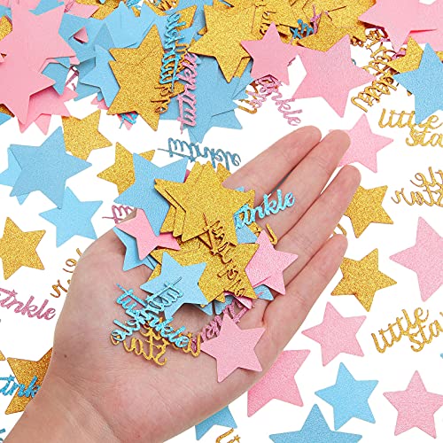 350 Pieces Twinkle Star Confetti Gender Reveal Confetti Blue and Pink Table Confetti Star Confetti for Baby Shower Gender Reveal Party Decorations Wedding Baby Birthday Graduation Decoration