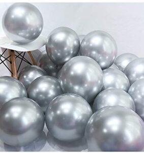 balonar 3.2g 12inch 100pcs metallic chrome balloon in silver for wedding birthday party decoration (silver)