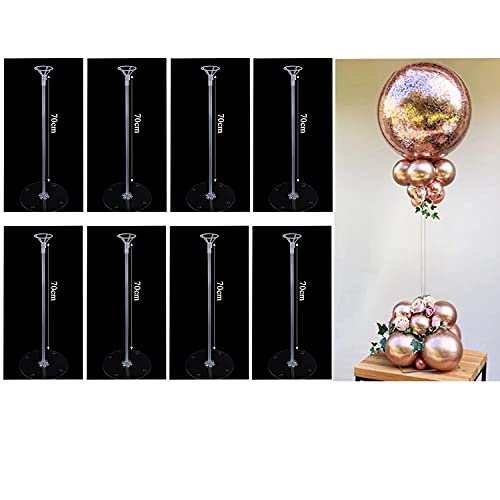 27.5Inches 10 Sets Table Balloon Stand Kit with Bases and Cups Table Desktop Balloon Holder for Birthday Party, Wedding, Baby Shower and Anniversary Decoration