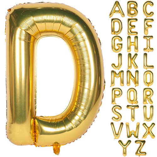 Letter Balloons 40 Inch Giant Jumbo Helium Foil Mylar for Party Decorations Gold (40" D, 40" Gold)