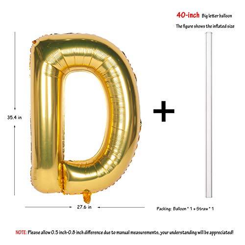 Letter Balloons 40 Inch Giant Jumbo Helium Foil Mylar for Party Decorations Gold (40" D, 40" Gold)