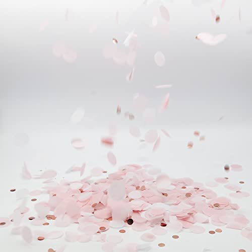 Round Tissue Confetti Glitter,Rose Gold Pink White Paper Tissue Confetti Dots for Wedding Birthday Party Decorations,1.76oz