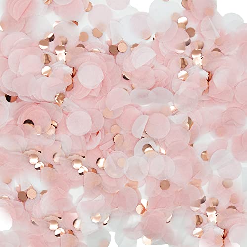 Round Tissue Confetti Glitter,Rose Gold Pink White Paper Tissue Confetti Dots for Wedding Birthday Party Decorations,1.76oz