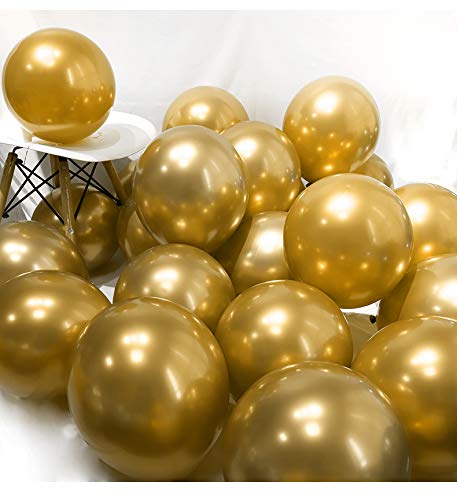 BALONAR 3.2g 12Inch 100pcs Metallic Chrome Balloon in Gold for Wedding Birthday Party Decoration (Gold)