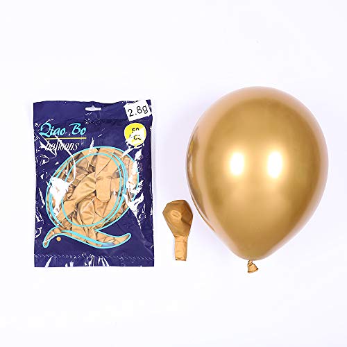 BALONAR 3.2g 12Inch 100pcs Metallic Chrome Balloon in Gold for Wedding Birthday Party Decoration (Gold)