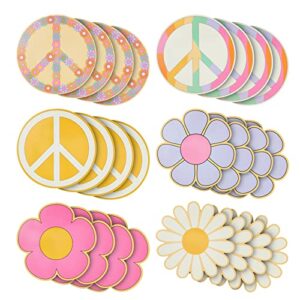 24 pieces retro hippie paper cutouts for 60s hippie decorations for party, groovy classroom decor (7.9 in)