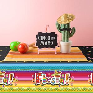 3 Pieces Fiesta Theme Party Tablecloth, Cinco De Mayo Party Table Covers Mexican Serape Table Runner Cloth Fiesta Birthday Party Supplies for Mexican Fiesta Party Wedding Decoration, 108 x 54 Inch