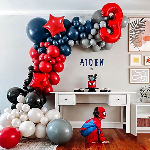 Holipardy DIY Balloons Arch Garland Kit,Red Black White Blue and Gray Balloons 117 Pieces Latex Balloons for Baby Shower Wedding Birthday Graduation Anniversary Party Background Decoration…