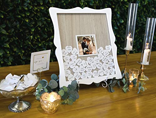 Wedding Guest Book Alternatives | Drop Top Frame 85 hearts | Large photo insert | Unique guestbook alternatives baby shower | guest book alternatives birthday party | retirement | funeral guest book