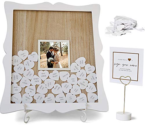 Wedding Guest Book Alternatives | Drop Top Frame 85 hearts | Large photo insert | Unique guestbook alternatives baby shower | guest book alternatives birthday party | retirement | funeral guest book