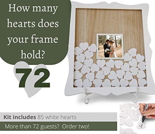 Wedding Guest Book Alternatives | Drop Top Frame 85 hearts | Large photo insert | Unique guestbook alternatives baby shower | guest book alternatives birthday party | retirement | funeral guest book