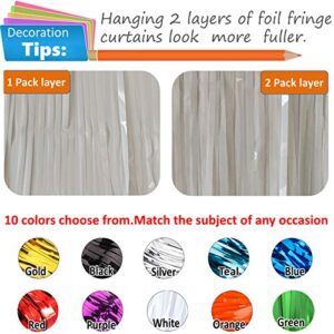 Moohome 2 Pack White Foil Fringe Curtain, Fringe Backdrop Curtains for Birthday Wedding Engagement Bridal Shower Bachelorette Party Decorations