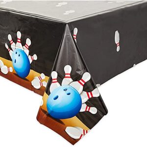 BLUE PANDA Bowling Tablecloth for Birthday Party (54 x 108 in, 3 Pack)