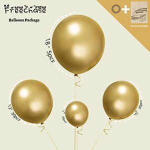 FREECHASE Gold Balloons 100pcs Different Size Pack 18/12/10/5 Inch Metallic Gold Garland Kit for Birthday Wedding Bridal Baby Shower Graduation Christmas Valentines Day Mothers Day Party Decorations