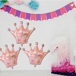 3Pcs Crown Balloons Foil Helium Mylar Balloon Rose Gold,For Birthday Party Decorations