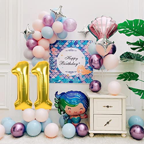 Smlpuame 40 inch Number Balloon 0-9 Gold Large Number 11 Balloons,Digital Balloons for Birthday Party Celebration Decorations Supplies, Helium Foil Number Balloons for Wedding Anniversary