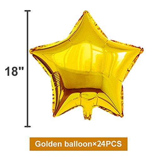 24 Pcs 18" Gold star Balloons Foil Balloons Mylar Balloons for Baby Shower, Gender Reveal, Wedding, Magical Prom or Engagement Party Decoration