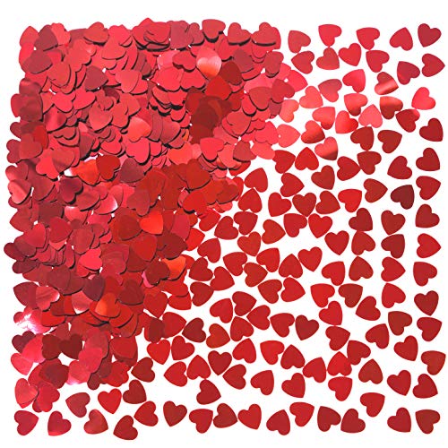 Red Love Heart Table Confetti - Valentines Day Party Foil Metallic Sequins Confetti Wedding Engagement Anniversary Bridal Shower Birthday Party Sprinkles Confetti Decorations, 60g