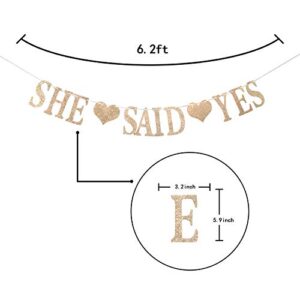 Champagne Gold Glittery She Said Yes Banner - Bridal Shower, Wedding, Engagement, Bachelorette Party Decorations Supplies