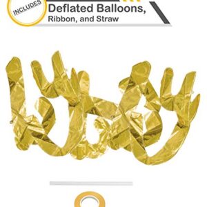 Envizins 16" Gold OH Baby Script Foil Balloons, for Baby Shower Decorations, Girl Gender Reveal, Straw and 32' Roll Ribbon Included