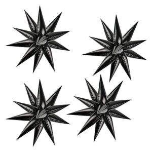 Qibalrty Black Explosion Star Balloons, 50pcs Black Explosion Star Foil Balloons Big Black Metallic Balloons Starburst Balloons for Birthday, Wedding, Party Supplies Backdrop, Baby Shower Photo Booth (Black)