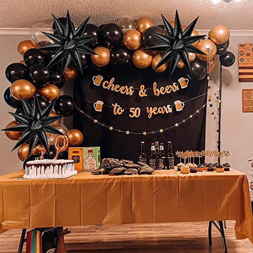 Qibalrty Black Explosion Star Balloons, 50pcs Black Explosion Star Foil Balloons Big Black Metallic Balloons Starburst Balloons for Birthday, Wedding, Party Supplies Backdrop, Baby Shower Photo Booth (Black)