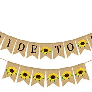 Doumeny Bride to Be Burlap Banner Rustic Sunflower Bunting Garland Bridal Shower Party Banner Jute Wedding Bunting Banner for Bachelorette Engagement Announcement Anniversary Party Photo Prop Decor