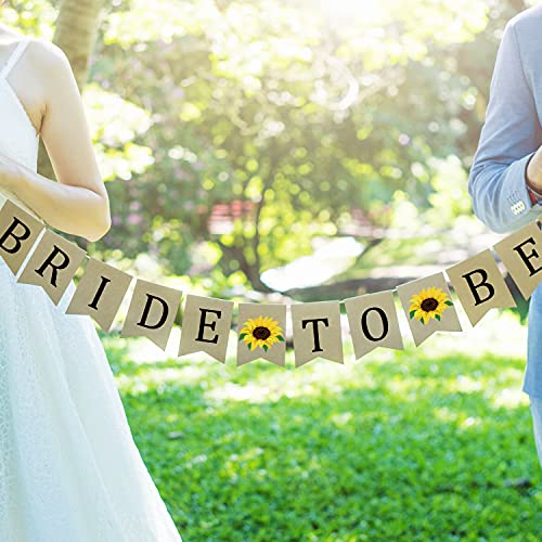 Doumeny Bride to Be Burlap Banner Rustic Sunflower Bunting Garland Bridal Shower Party Banner Jute Wedding Bunting Banner for Bachelorette Engagement Announcement Anniversary Party Photo Prop Decor