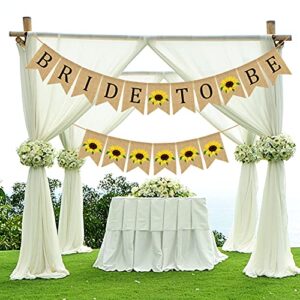 Doumeny Bride to Be Burlap Banner Rustic Sunflower Bunting Garland Bridal Shower Party Banner Jute Wedding Bunting Banner for Bachelorette Engagement Announcement Anniversary Party Photo Prop Decor