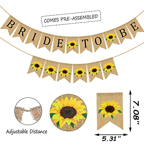 Doumeny Bride to Be Burlap Banner Rustic Sunflower Bunting Garland Bridal Shower Party Banner Jute Wedding Bunting Banner for Bachelorette Engagement Announcement Anniversary Party Photo Prop Decor