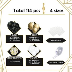 Black White Gold Balloon Garland Kit, 114Pcs Black and Gold Party Decorations, 4 Size Black Gold White Party Balloons for Black and Gold Birthday Decorations, New Year Balloons, Wedding Décor